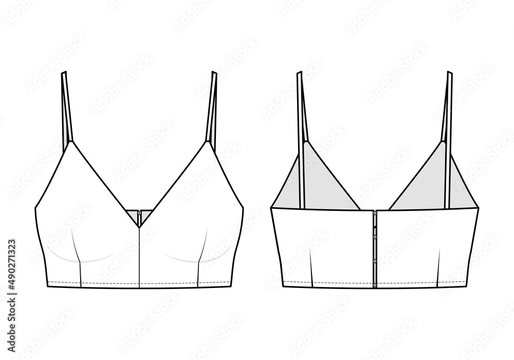 Fashion technical drawing of crop top with straps Stock Vector | Adobe ...