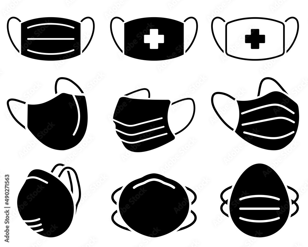 face mask, surgical mask icon set Stock Vector | Adobe Stock