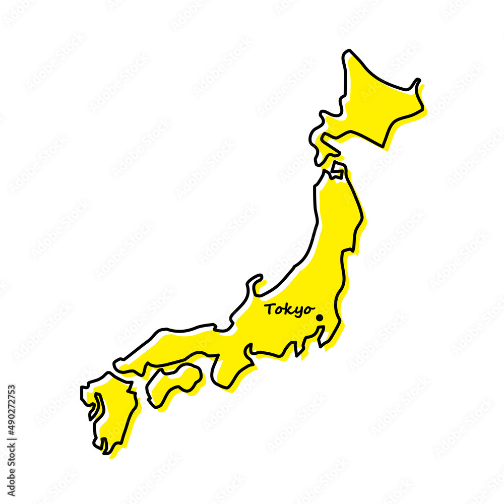 Simple outline map of Japan with capital location Stock Vector | Adobe ...