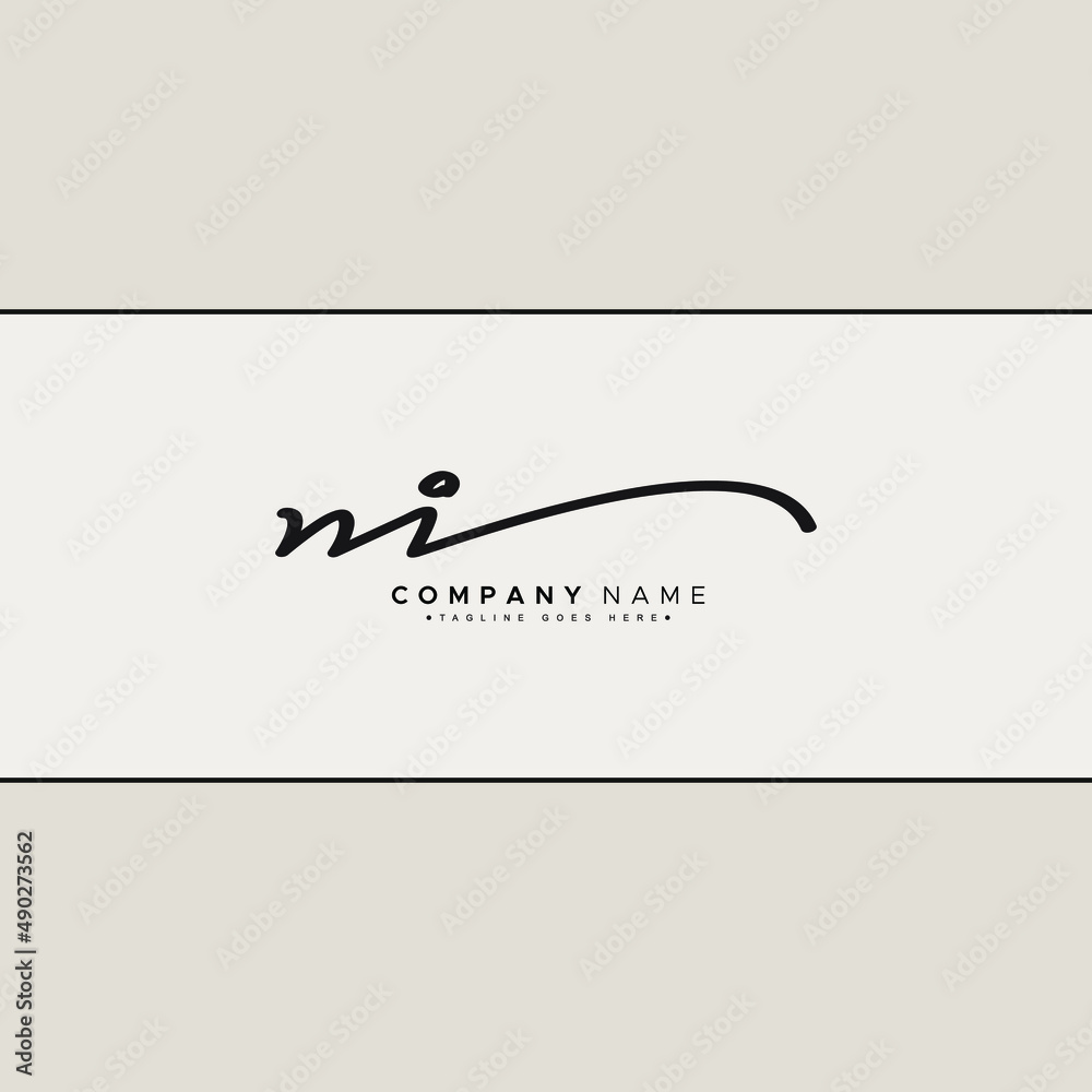 Initial Letter NI Logo - Hand Drawn Signature Style Logo Stock Vector ...