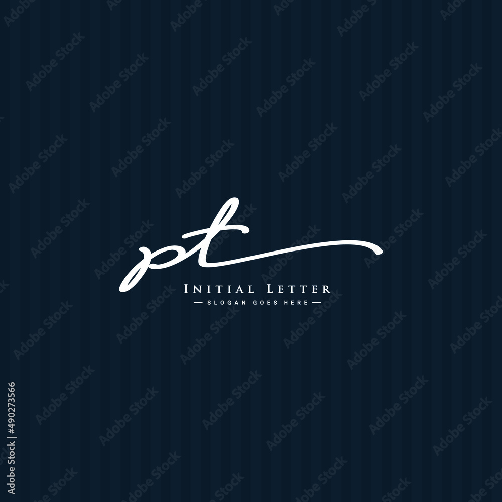 Initial Letter PT Logo - Hand Drawn Signature Logo Stock Vector | Adobe ...