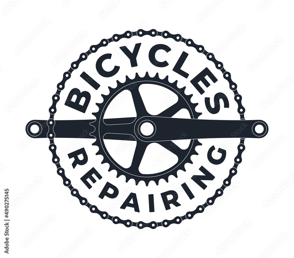 Vector black template circular logo emblem bicycle repair. Symbol of ...