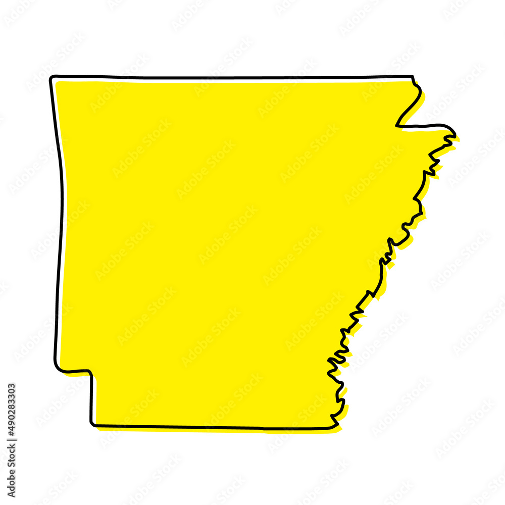 Simple outline map of Arkansas is a state of United States. Stylized ...