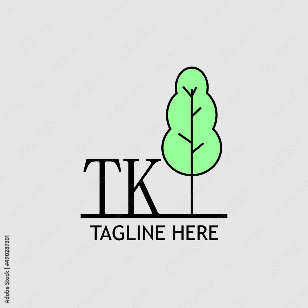 TK letter with green tree logo Stock Vector | Adobe Stock