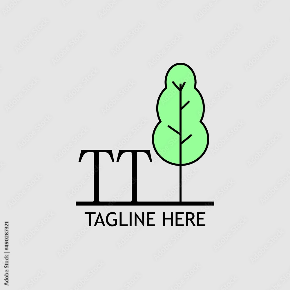 TT letter with green tree logo Stock Vector | Adobe Stock