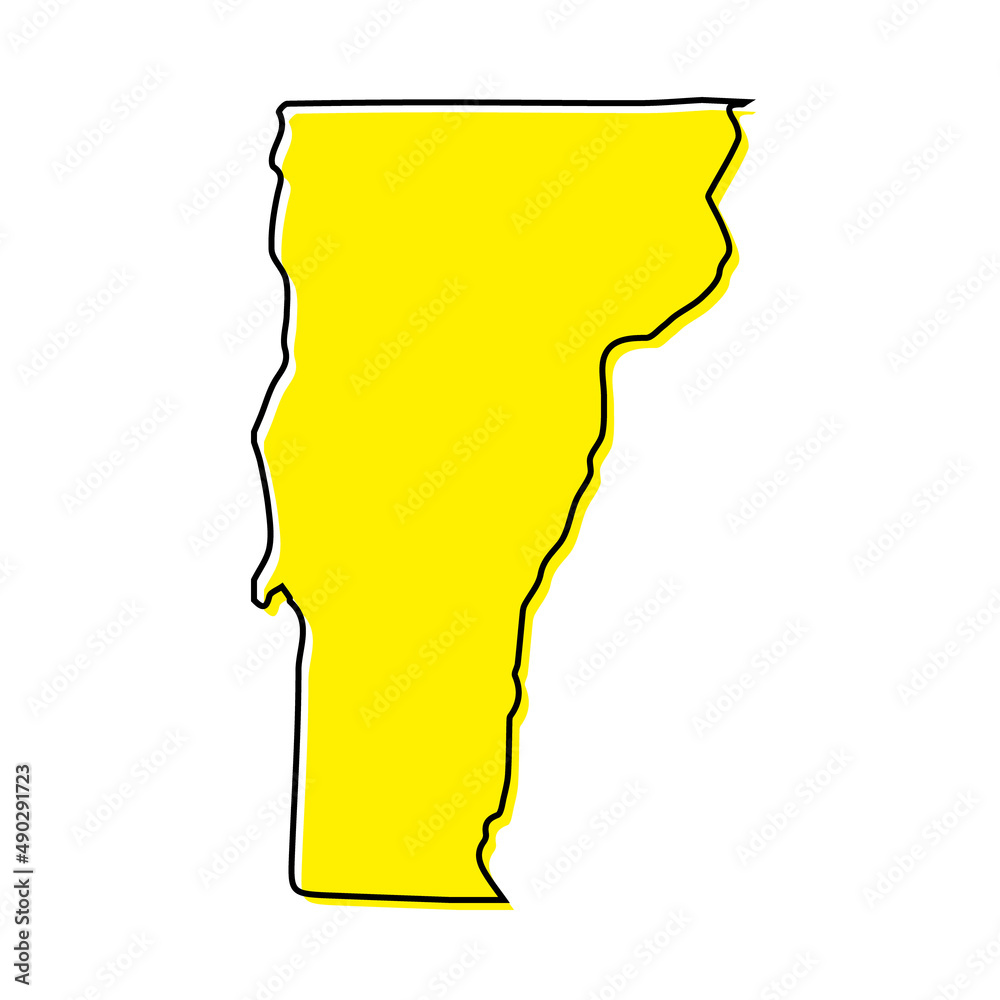 Simple outline map of Vermont is a state of United States. Stylized ...