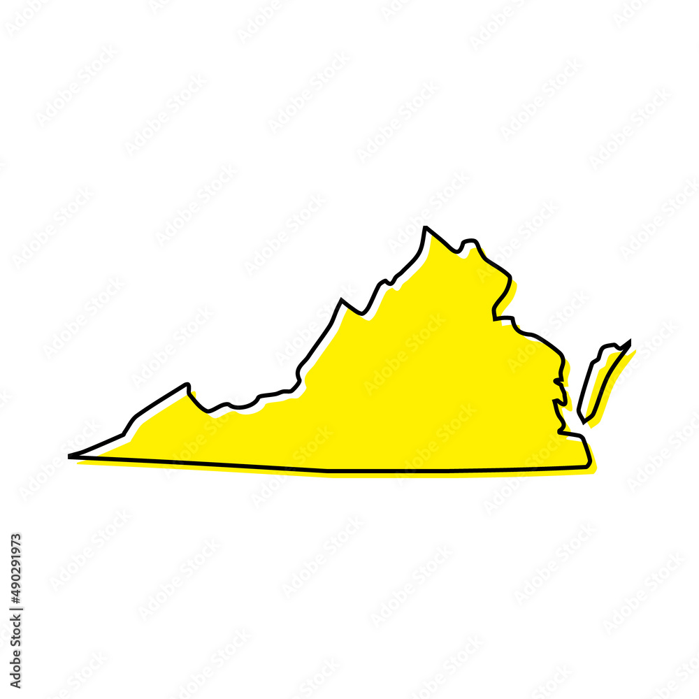 Simple outline map of Virginia is a state of United States. Stylized ...
