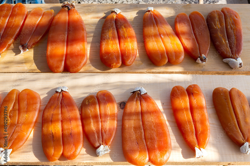 Gray mullet caviar. Known as Karasumi in Japanese, Bottarga in Italian ...