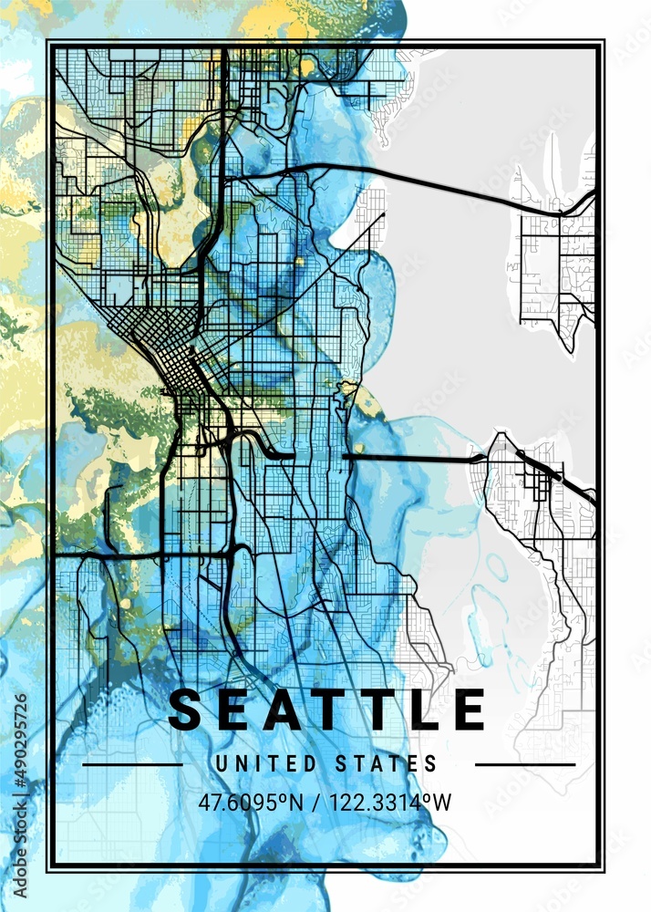 Seattle Jasmine Marble Map Stock Illustration | Adobe Stock