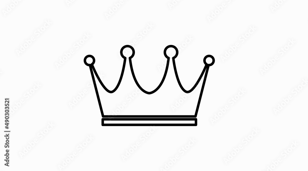 Crown Icon. Vector isolated linear black and white crown illustration ...
