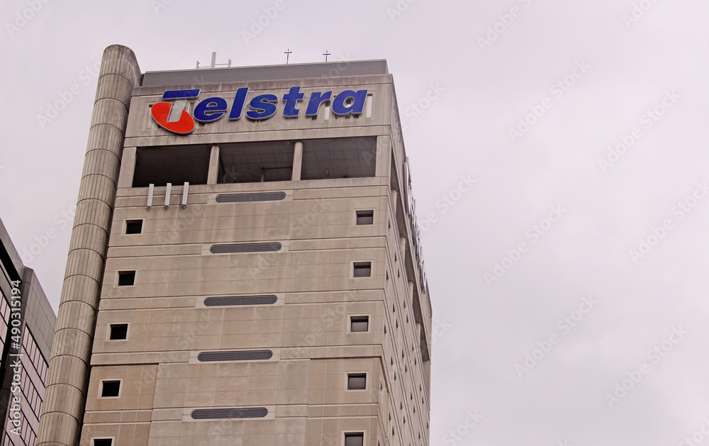 Large Telstra signage on the Telstra Kent Exchange building, Sydney CBD ...