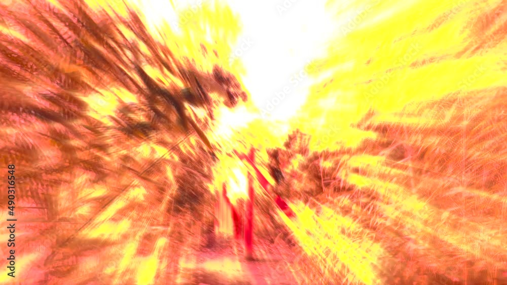 Walking in yellow jungle metaverse conceptual reality imagination ...