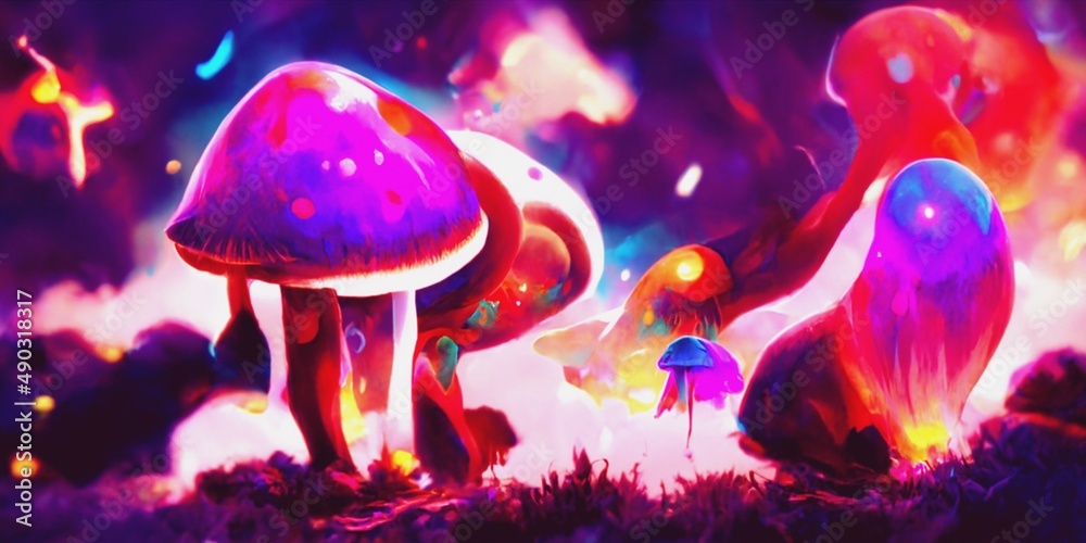 Mystical and surreal mushrooms. Fantastic mushroom. Beautiful fantasy ...