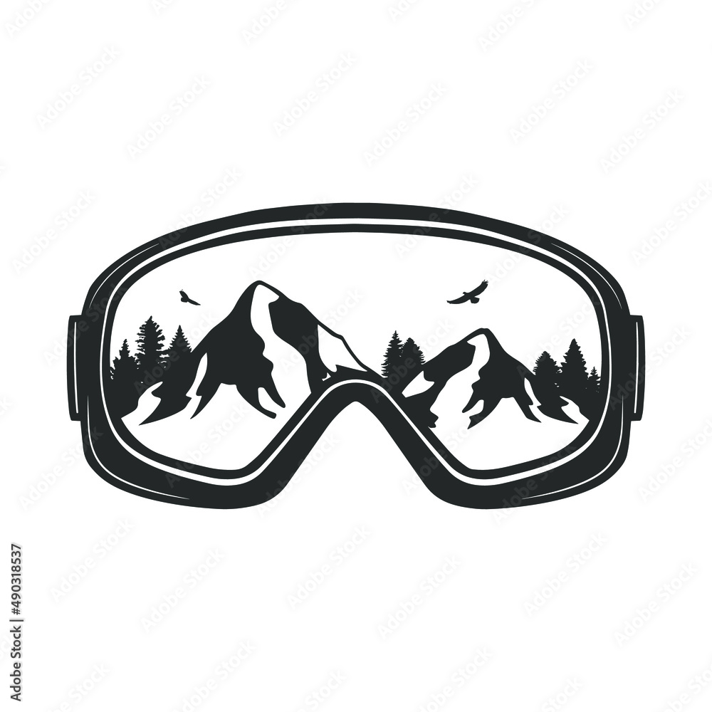 Snow Goggles Illustration Clip Art Design Shape. Mountain Sport Glasses ...