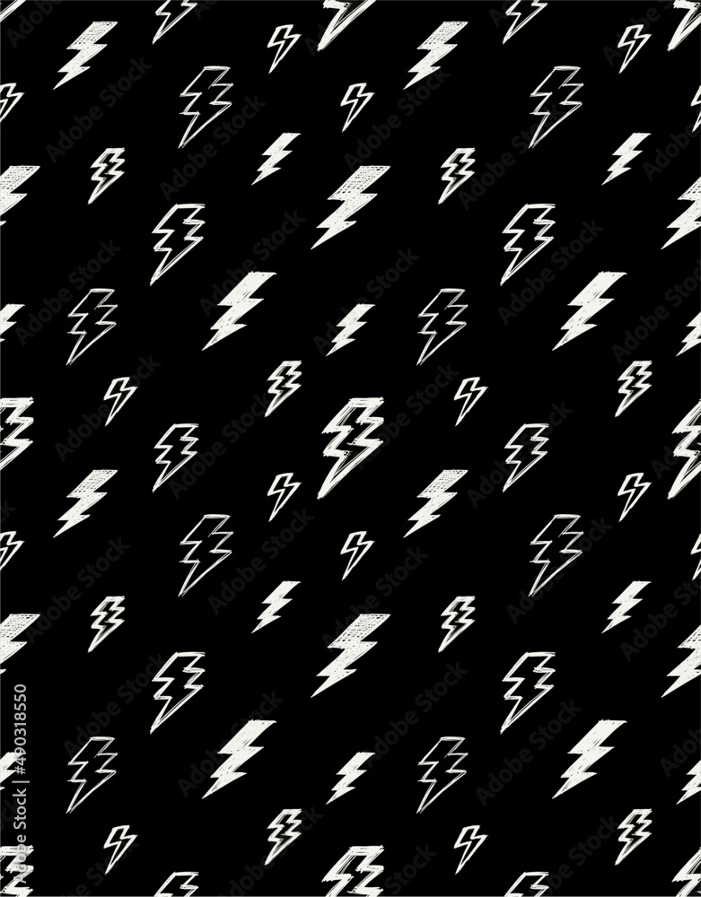 lightning bolt vector drawing seamless pattern Stock Vector | Adobe Stock