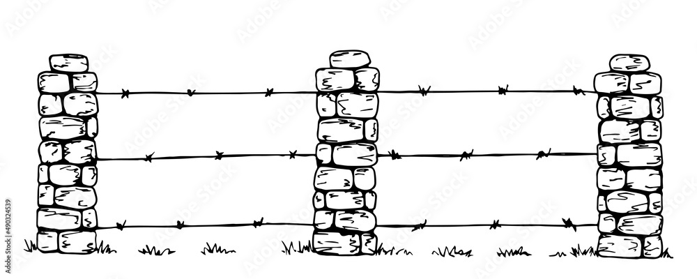 Barbed Wire Fence Drawing