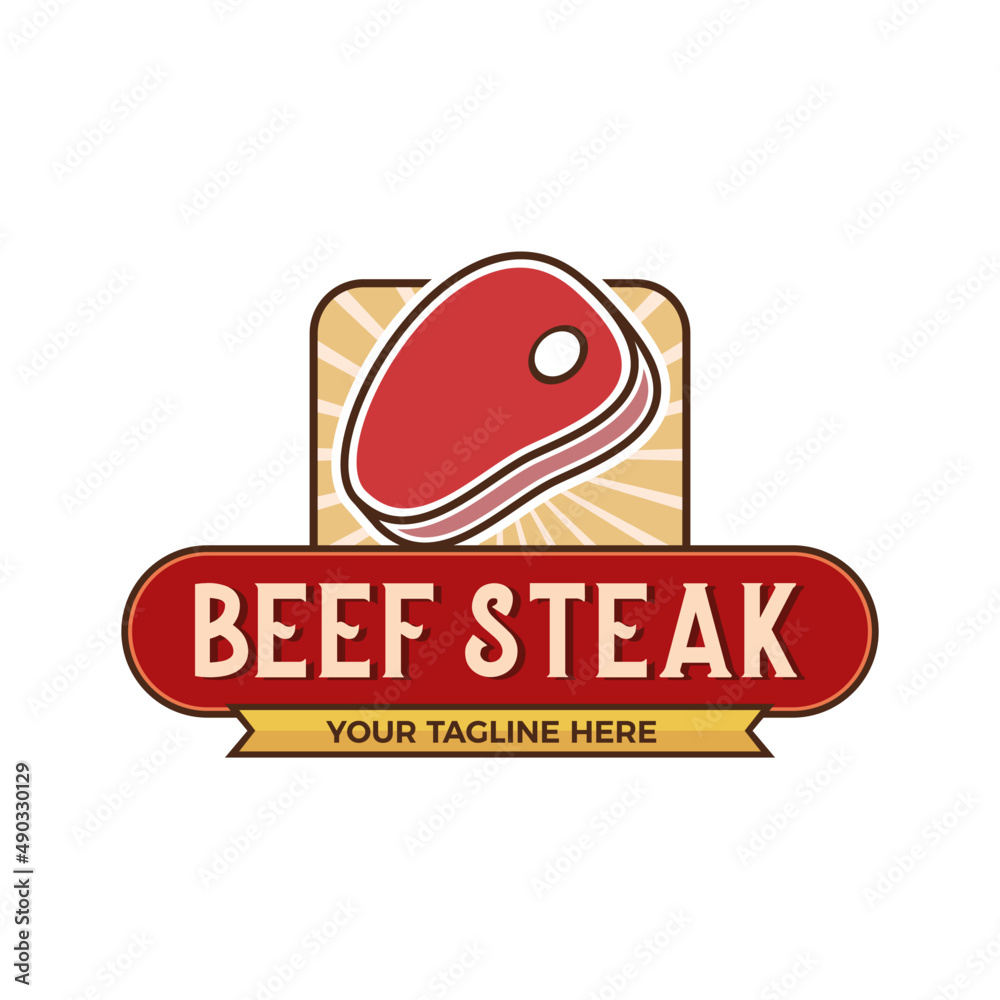 Vintage beef steak and grill restaurant logo design template, steak and ...