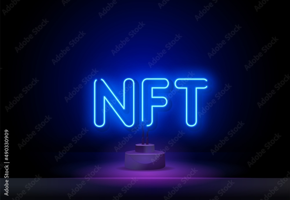 neon NFT non-fungible token. Vector futuristic cryptography wallpaper ...