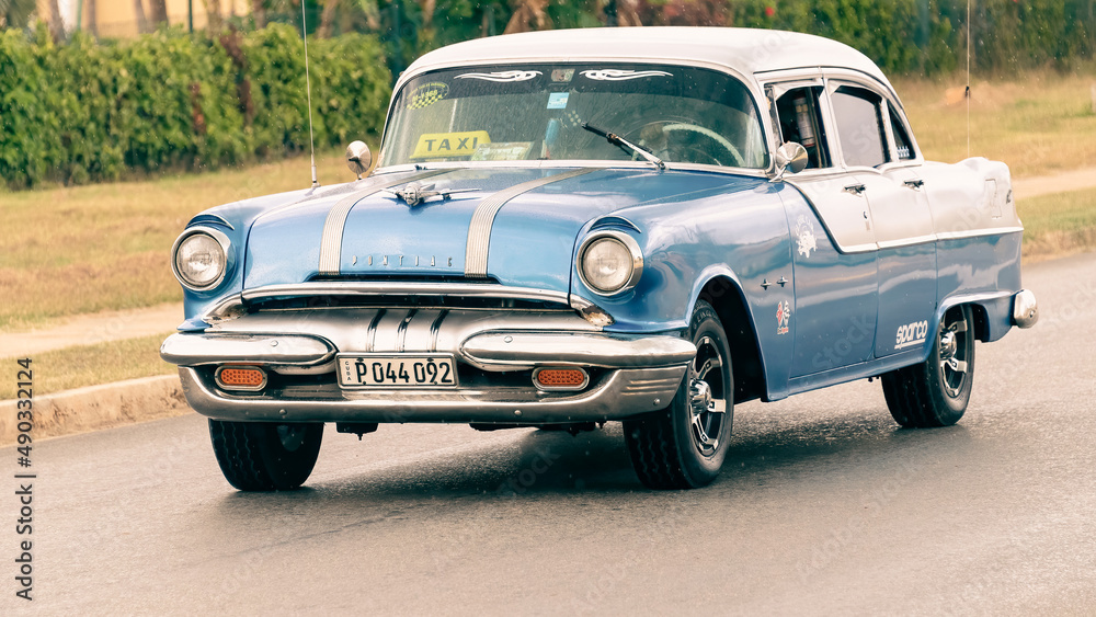 Old classic car in Cuba. These kinds of vehicles are traditional in the ...
