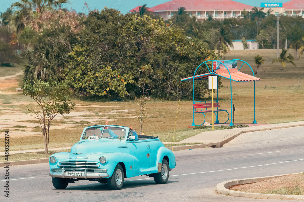 Old classic car in Cuba. These kinds of vehicles are traditional in the ...