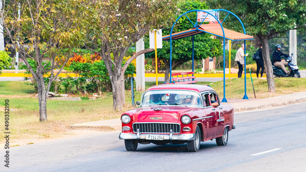 Old classic car in Cuba. These kinds of vehicles are traditional in the ...