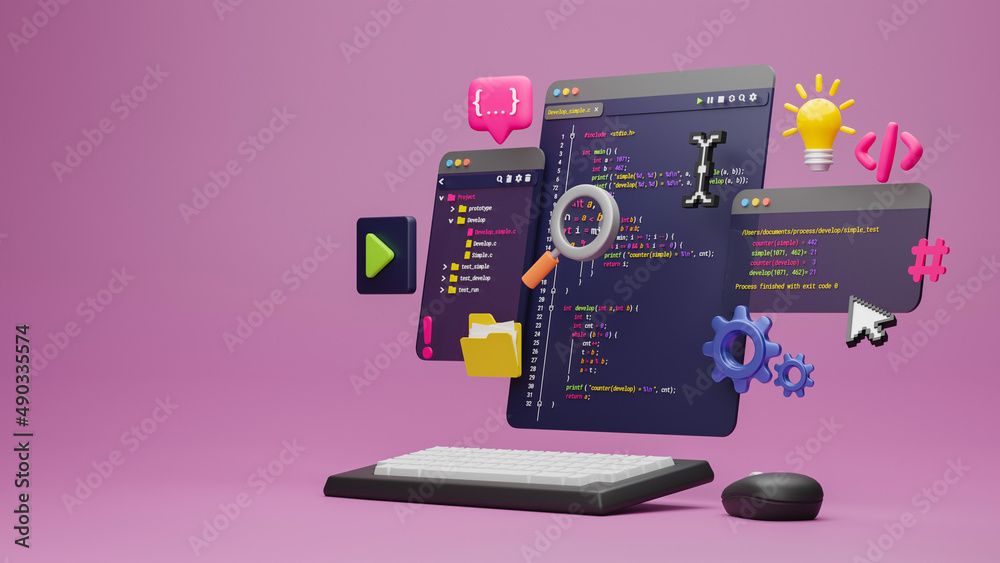 Programmer Developer Typing Script Source Languages Coding Symbols Icon Development Project Data