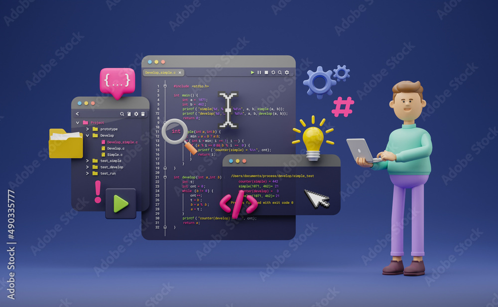 Programmer Developer Typing Script Source Languages Coding Symbols Icon Development Project Data