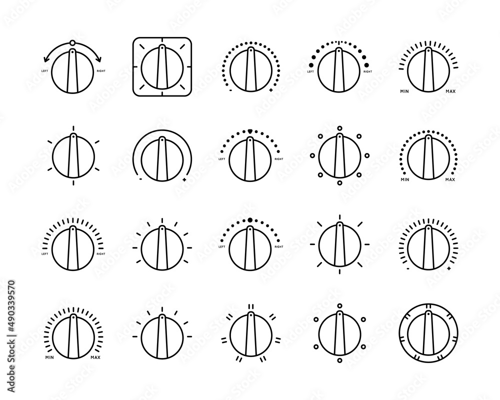 Icon Selector, Switch, Programmer. Power, Balance, Level, Heat-Cold ...