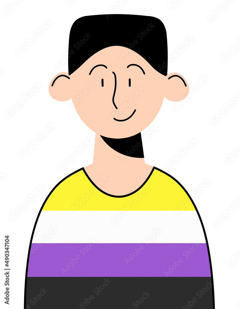 non binary pride flag flat art white character design Stock ...