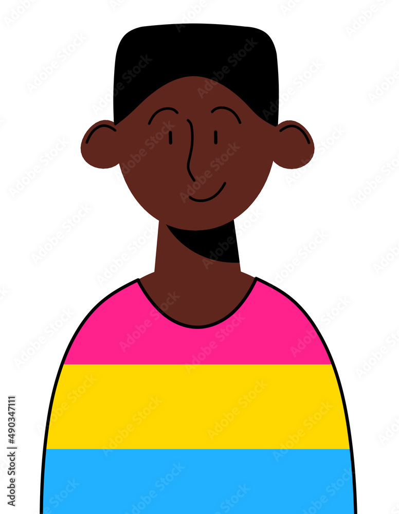pansexual pride flag flat art black character design Stock Illustration ...