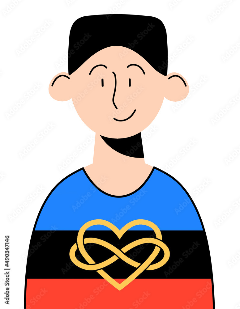 polyamorous pride flag flat art white character design Stock ...