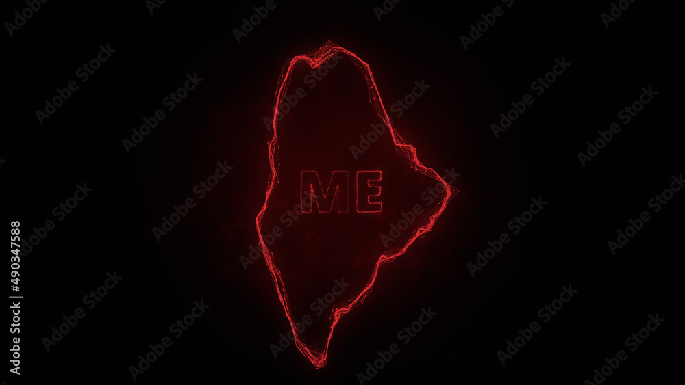 Plexus flat map showing the state of Maine from the United State of ...