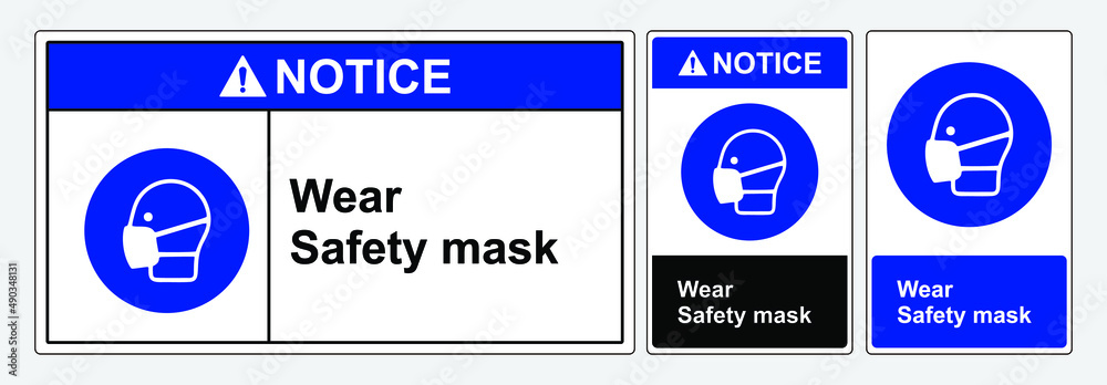 Safety sign wear safety mask. Standard ansi and osha. template sign ...