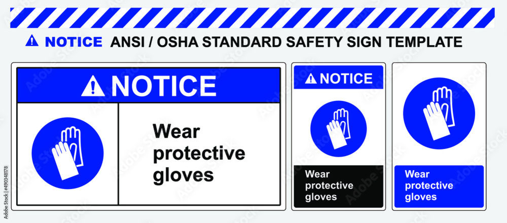 Wear Hand Protection Symbol, Safety sign wear protective gloves. ansi ...