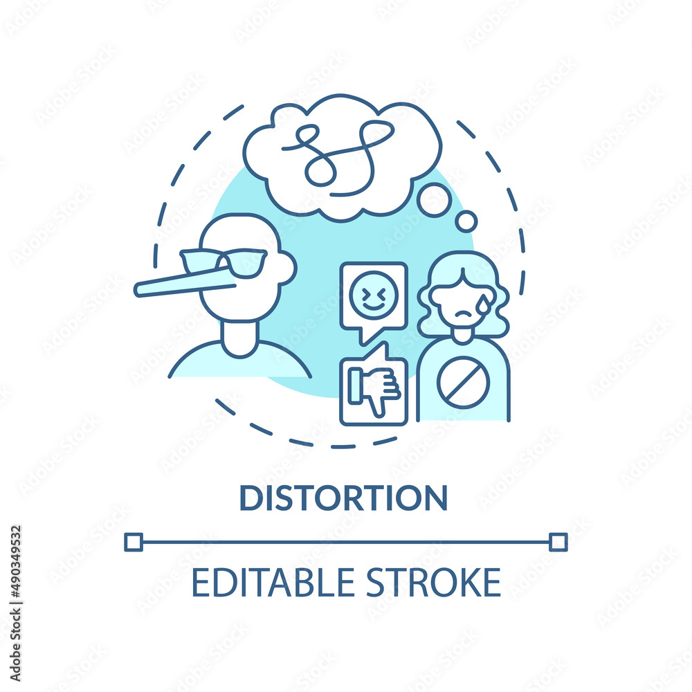 Distortion turquoise concept icon. Emotional manipulation abstract idea ...