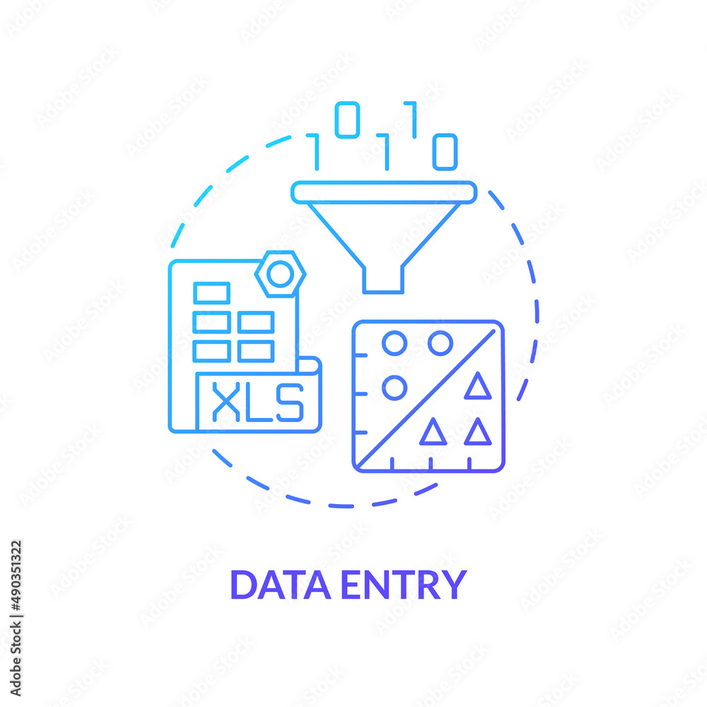 Data entry blue gradient concept icon. Information input. Data ...