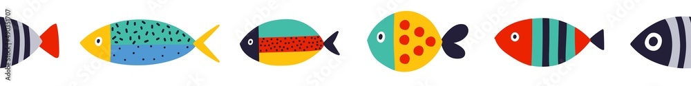 Vector seamless horizontal border with fish. Stock Vector | Adobe Stock