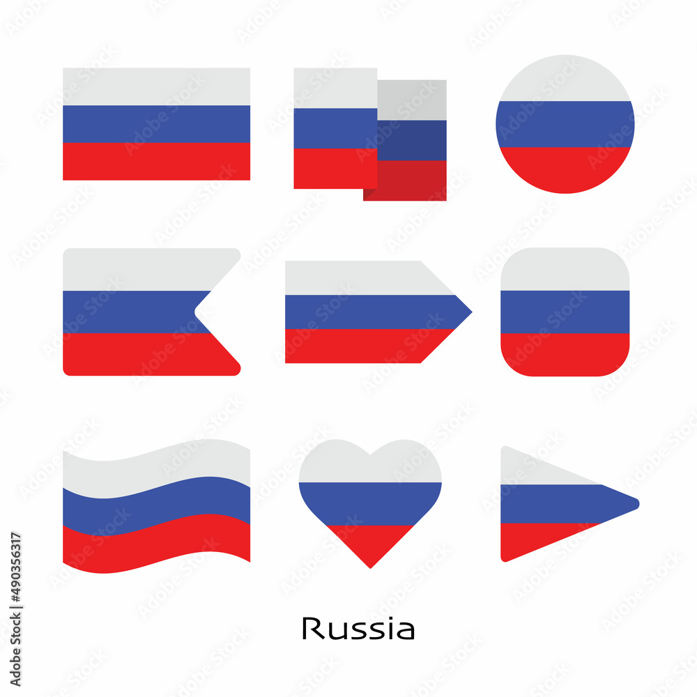 Russia flag icon set isolated on white background. Vector Illustration ...