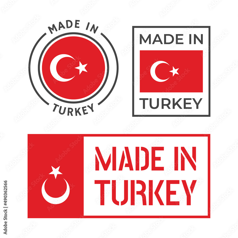made in Turkey icon set, product labels of the Republic of Turkey Stock ...
