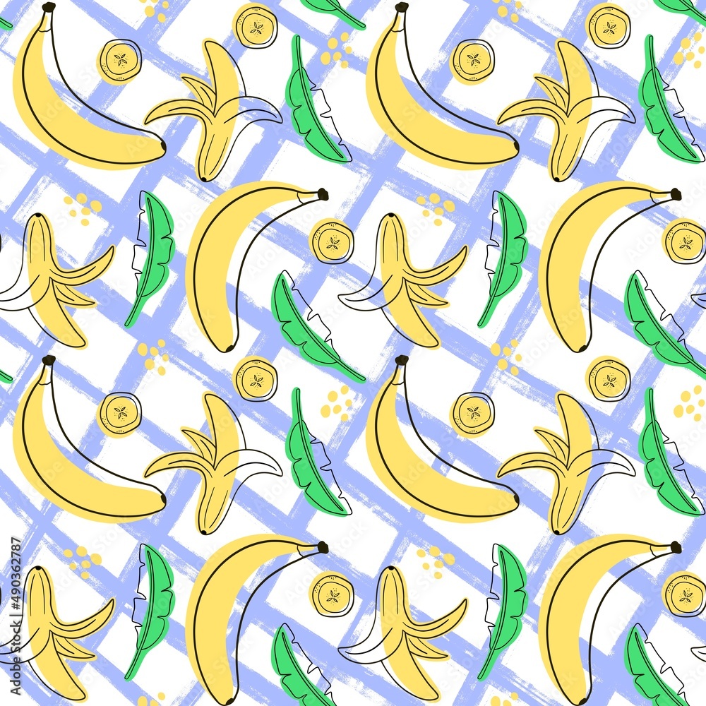 Pattern with bananas .The image of bananas and banana slices on ...