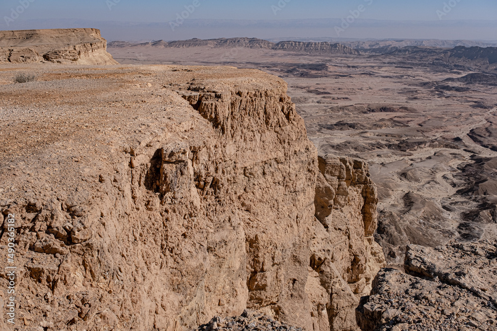 Aerial view of the Ramon Crater below as seen from the summit of Mount ...