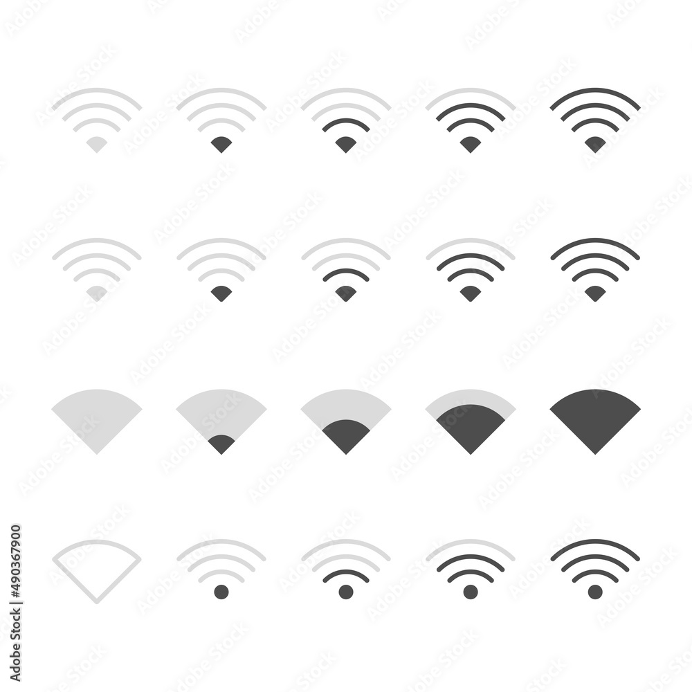 WiFi signal indicator icon set. Suitable for design element of ...