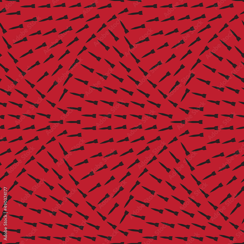 Vector seamless pattern from black ballistic missile from East on a ...