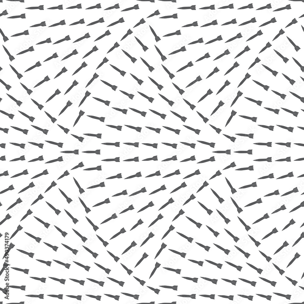 Vector seamless pattern from dark grey ballistic missile from East on a ...