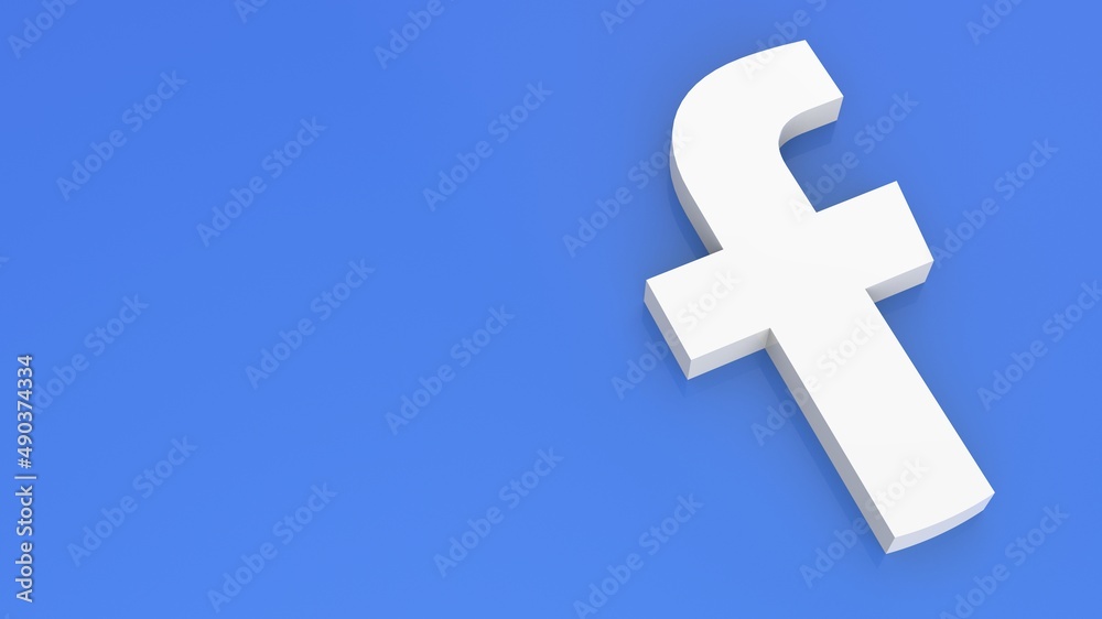 Facebook Logo Minimal Simple Design Template. Copy Space 3D Stock Photo ...