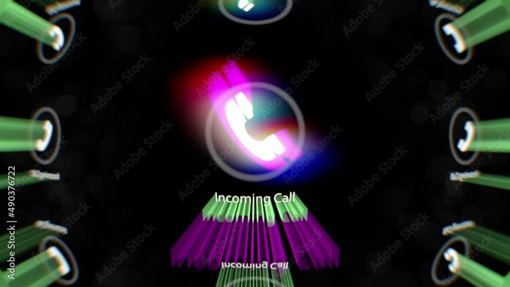 A bouncing animation: a phone receiver symbol growing and vibrating ...