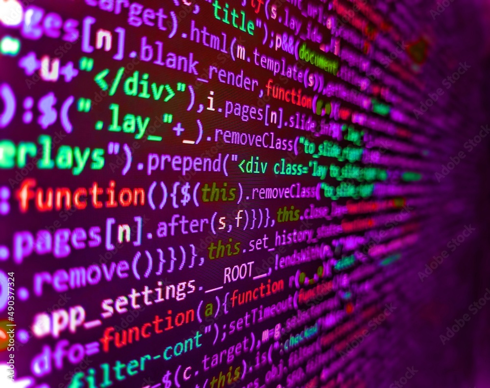 Programmer working in computer screen. Computing, cyberspace , future and innovation concept ...