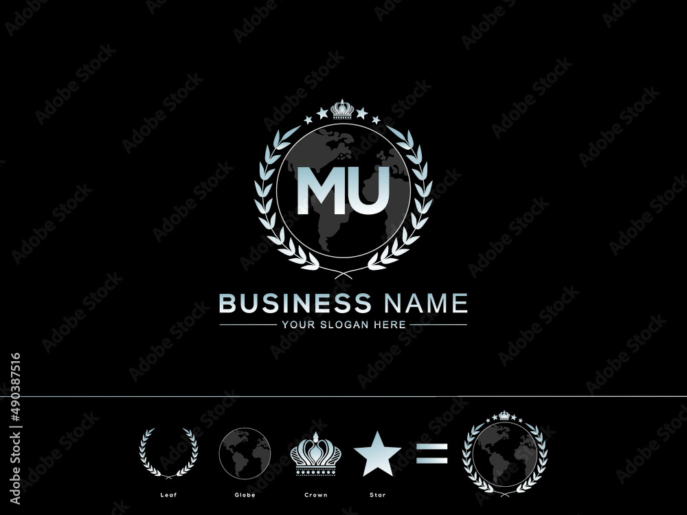 Initial MU m u letter Logo, Global mu creative two letters logo and ...