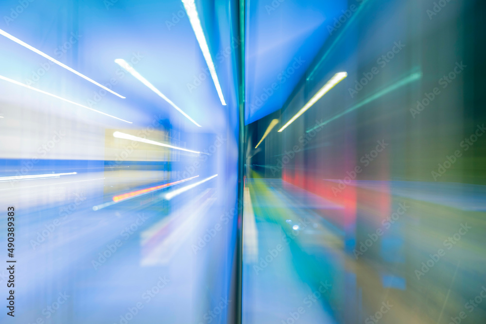 Illuminated Tunnel at Night with Light Effect in Switzerland. Stock ...