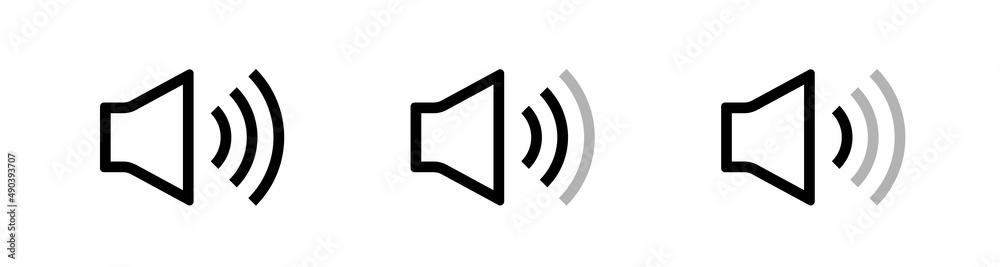 Sound icon. Set of black sound icons. Vector clipart isolated on white ...